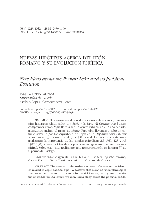 (PDF) New Ideas about the Roman León and its Juridical Evolution ...