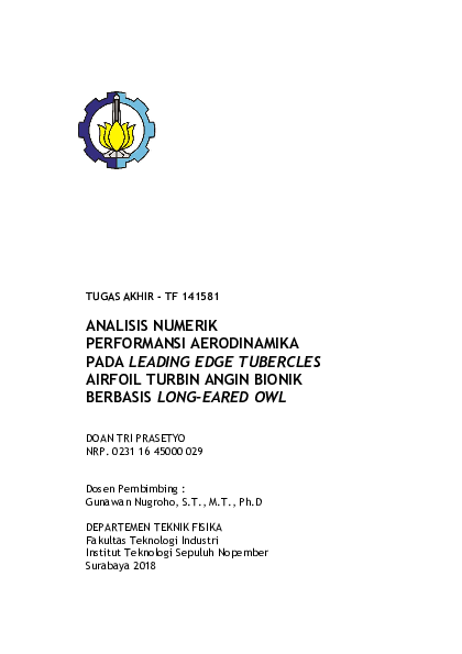 (PDF) Analisis Numerik Performansi Aerodinamika Pada Leading Edge Tubercles Airfoil Turbin Angin ...