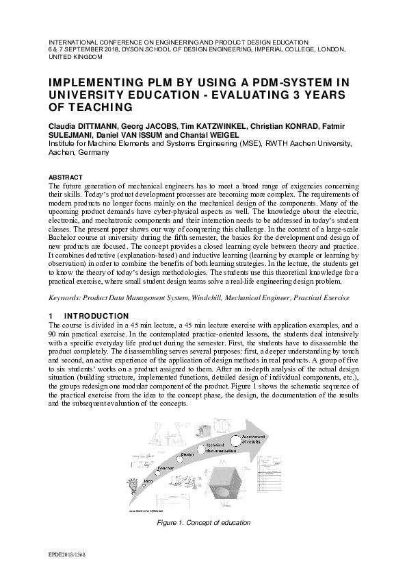 (PDF) Implementing PLM by Using a PDM-System in University Education ...