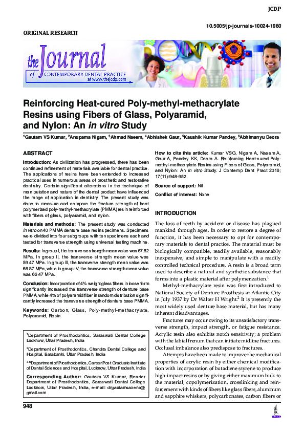 (PDF) Reinforcing Heat-cured Poly-methyl-methacrylate Resins using ...