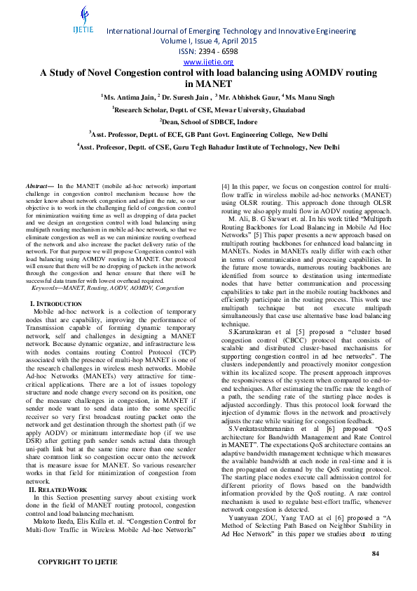 (PDF) A Study of Novel Congestion control with load balancing using ...
