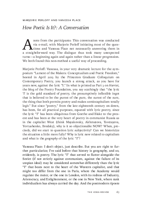 (PDF) How Poetic Is It?: A Conversation