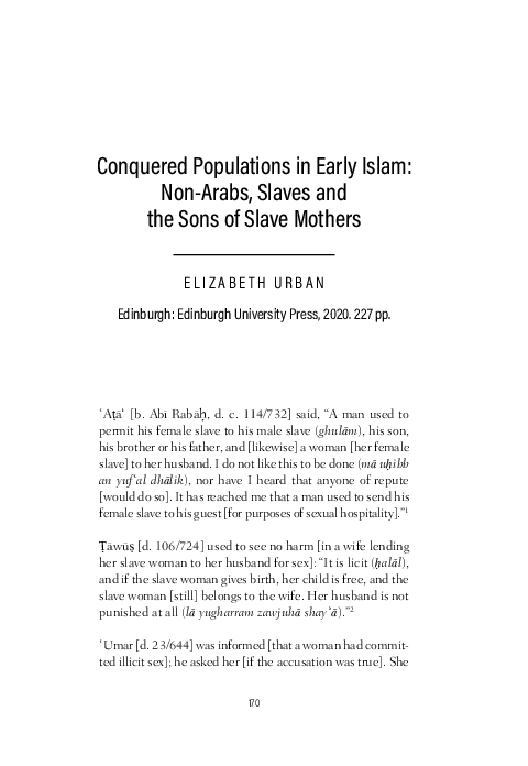 (PDF) Review Essay (2020) on Elizabeth Urban's 'Conquered Populations ...