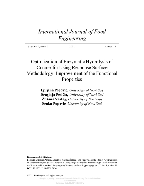 (PDF) Optimizing Cucurbitin Hydrolysis via RSM