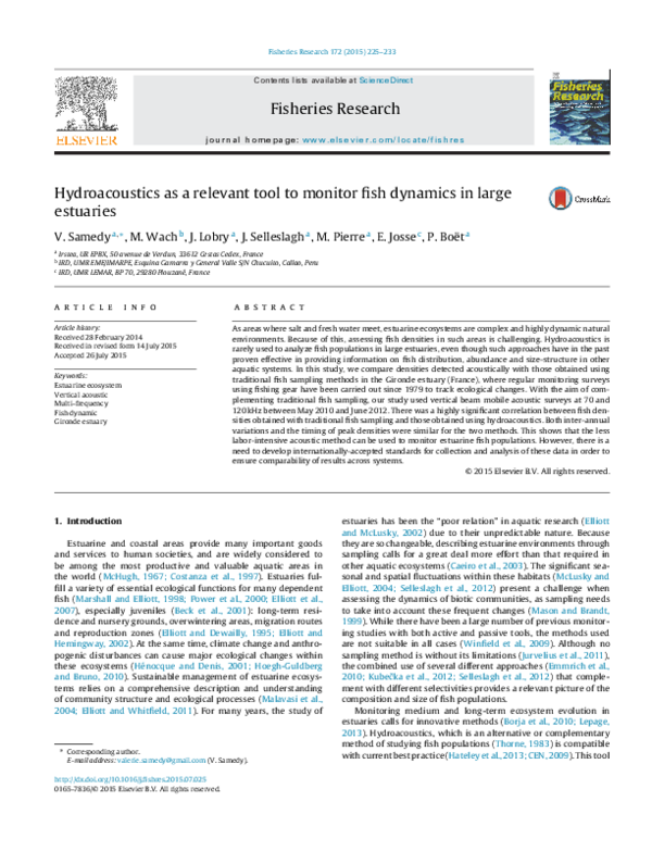 (PDF) Hydroacoustics as a relevant tool to monitor fish dynamics in ...