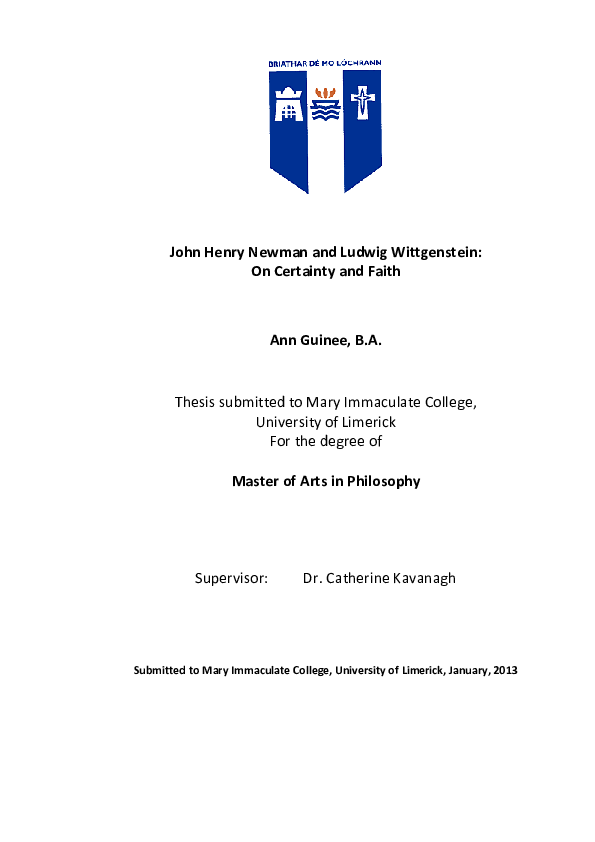(PDF) John Henry Newman and Ludwig Wittgenstein