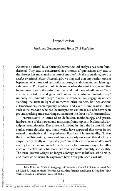 (PDF) Introduction to Second Wave Intertextuality and the Hebrew Bible