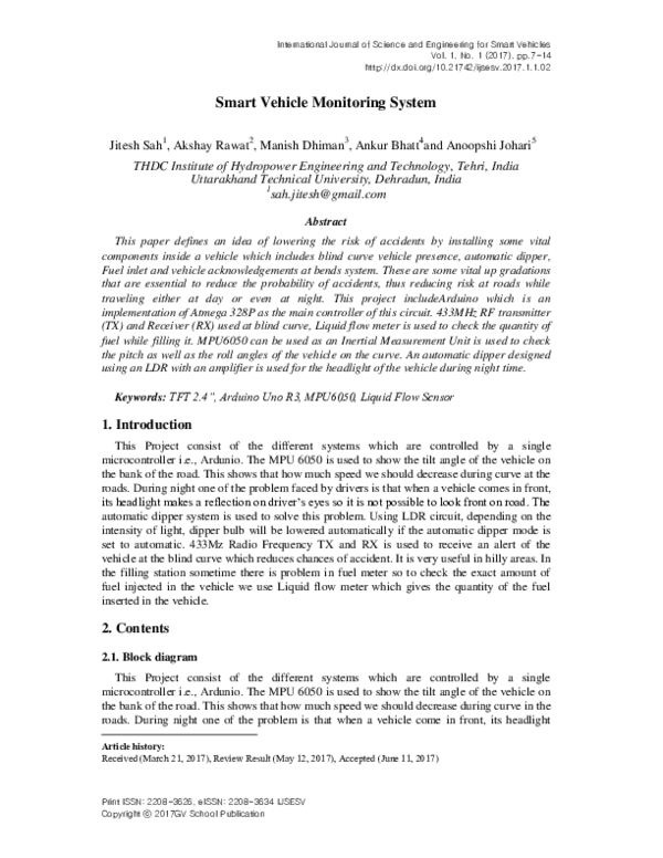 (PDF) Smart Vehicle Monitoring System | Manish Dhiman - Academia.edu