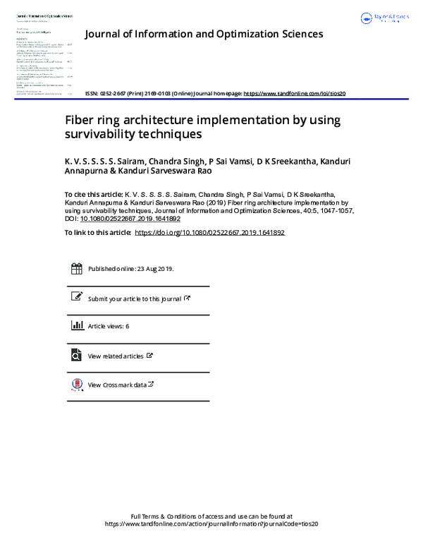 (PDF) Fiber ring architecture implementation by using survivability techniques