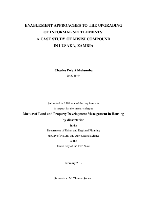 (PDF) Enablement approaches to the upgrading of informal settlements: a ...