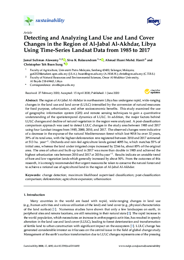 (PDF) Detecting and Analyzing Land Use and Land Cover Changes in the Region of Al-Jabal Al ...