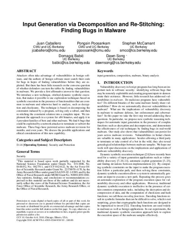 (PDF) Input generation via decomposition and re-stitching