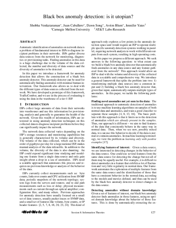 (PDF) Black Box Anomaly Detection: is it Utopian?