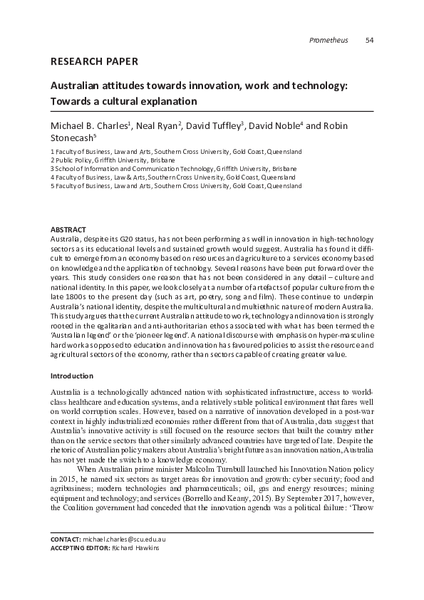 (PDF) Australian attitudes towards innovation, work and technology ...