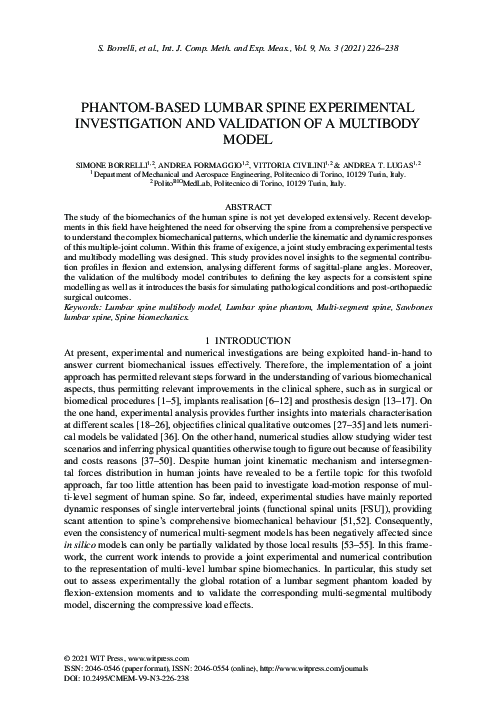 (PDF) Phantom -based lumbar spine experimental investigation and ...