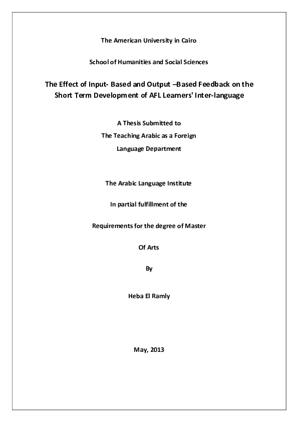 Pdf The Effect Of Input Based And Output Based Feedback On The Short 8902