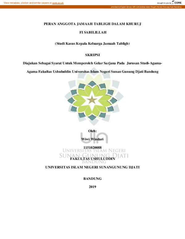(PDF) Peran anggota jamaah Tabligh dalam Khuruj Fi Sabilillah: Studi ...