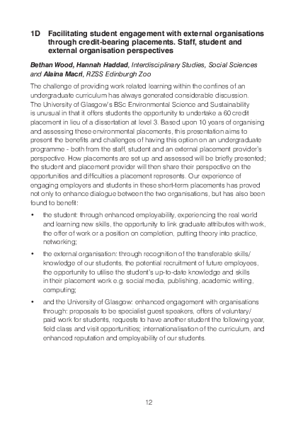(PDF) Facilitating Student Engagement with External Organisations through Credit-bearing ...