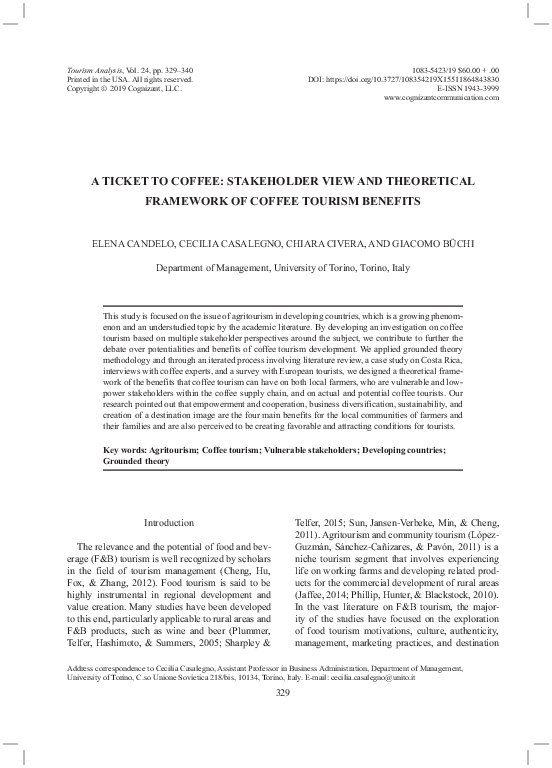 (PDF) A Ticket to Coffee: Stakeholder View and Theoretical Framework of ...