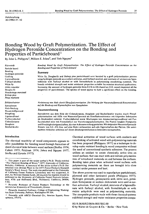 (PDF) Bonding Wood by Graft Polymerization. The Effect of Hydrogen ...