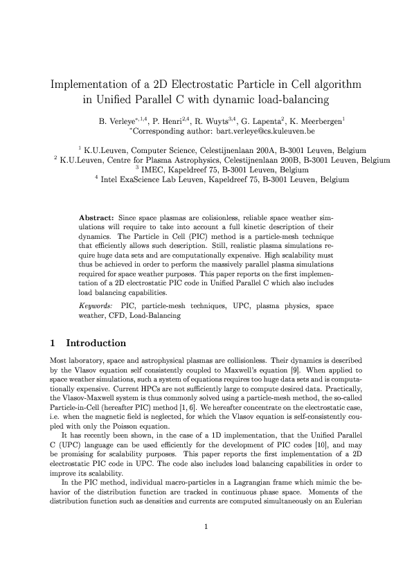 (PDF) Implementation of a 2D electrostatic Particle-in-Cell algorithm in unified parallel C with ...