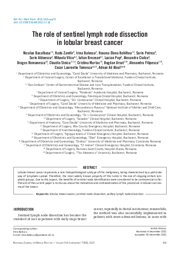 (PDF) The role of sentinel lymph node dissection in lobular breast cancer