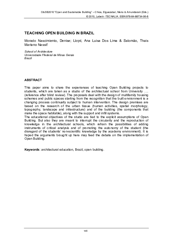 (PDF) Teaching Open Building in Brazil