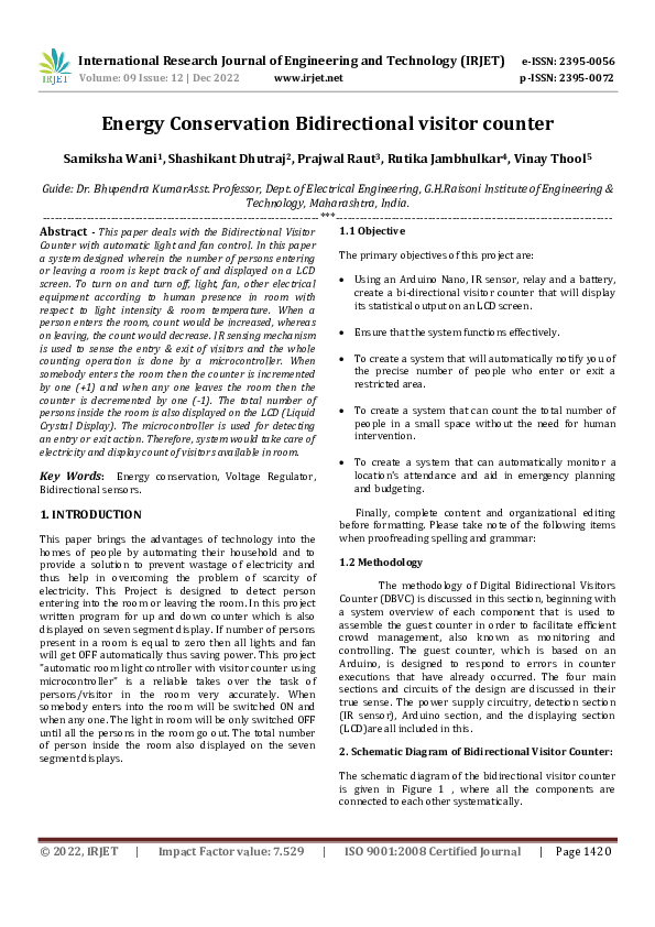 (PDF) Energy Conservation Bidirectional visitor counter