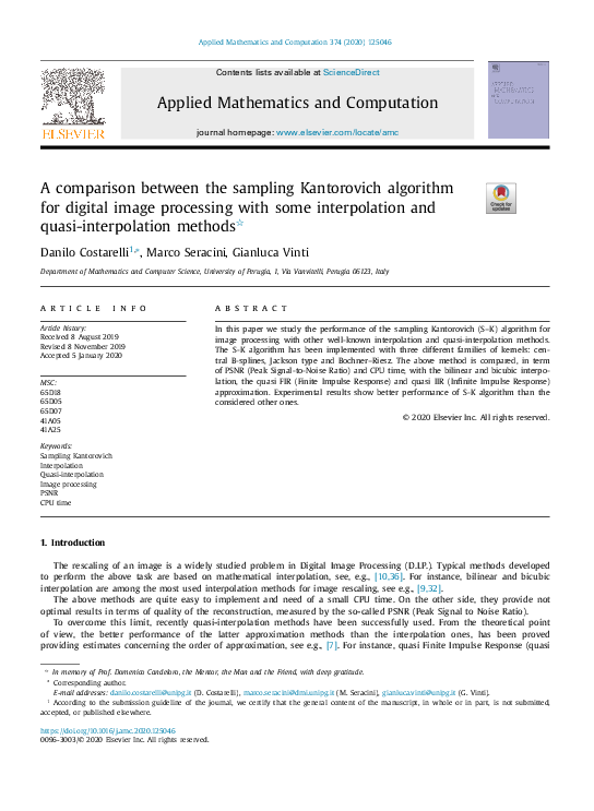Pdf A Comparison Between The Sampling Kantorovich Algorithm For Digital Image Processing With