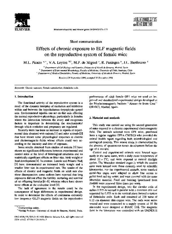 (PDF) Effects of chronic exposure to ELF magnetic fields on the reproductive system of female mice