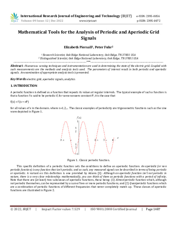 (PDF) Mathematical Tools for the Analysis of Periodic and Aperiodic ...