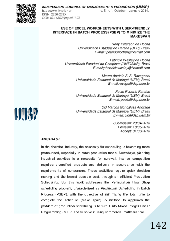 Use of Excel Worksheets with User-Friendly Interface in Batch Process ...