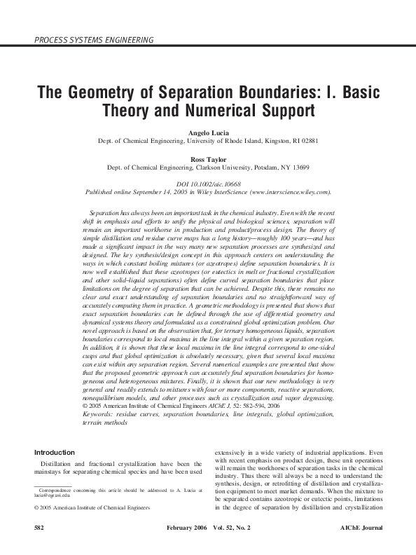 (PDF) The geometry of separation boundaries: I. Basic theory and ...