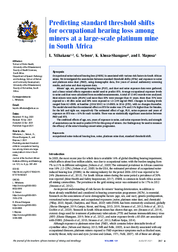 (PDF) Predicting standard threshold shifts for occupational hearing ...