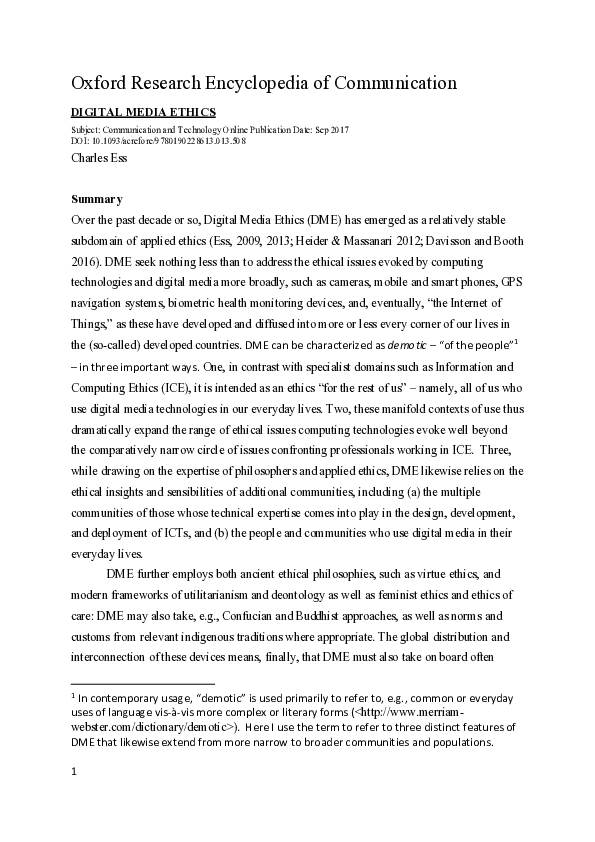 (PDF) Digital Media Ethics