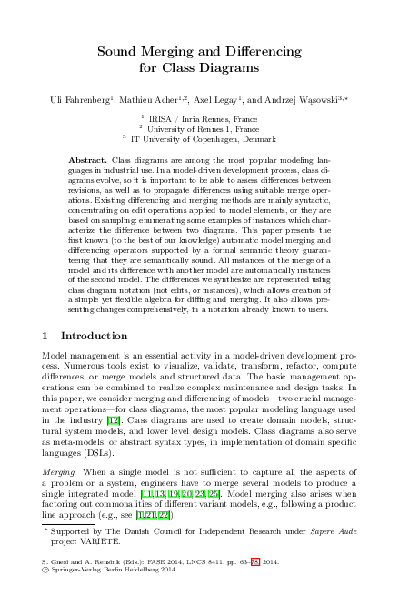 Pdf Sound Merging And Differencing For Class Diagrams