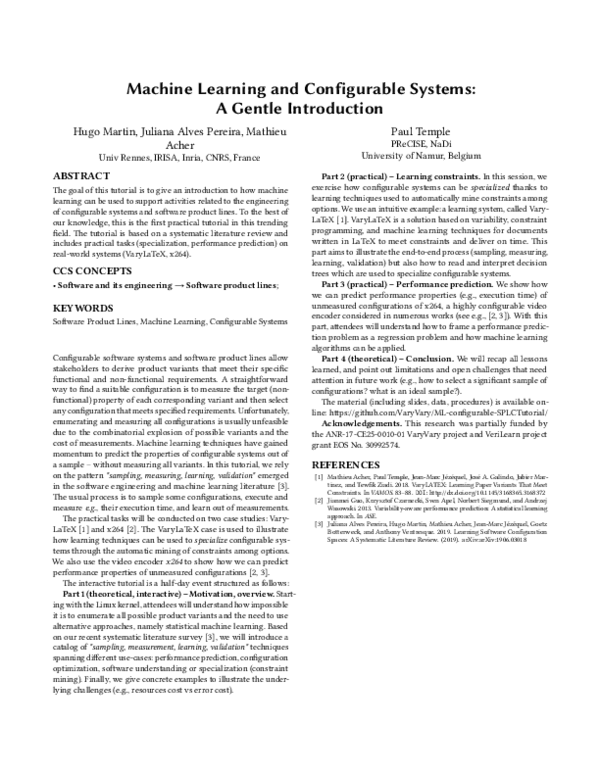 (PDF) Machine learning and configurable systems