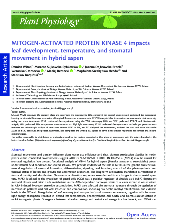 (PDF) MITOGEN-ACTIVATED PROTEIN KINASE 4 impacts leaf development ...