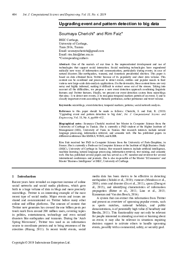 (PDF) Enhancing Event Detection in Big Data from Twitter