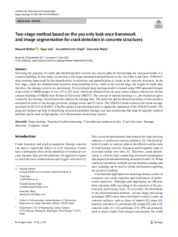 Pdf Two Stage Method Based On The You Only Look Once Framework And Image Segmentation For