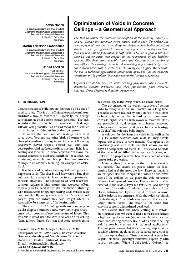 (PDF) Optimization of voids in concrete ceilings: A geometrical approach