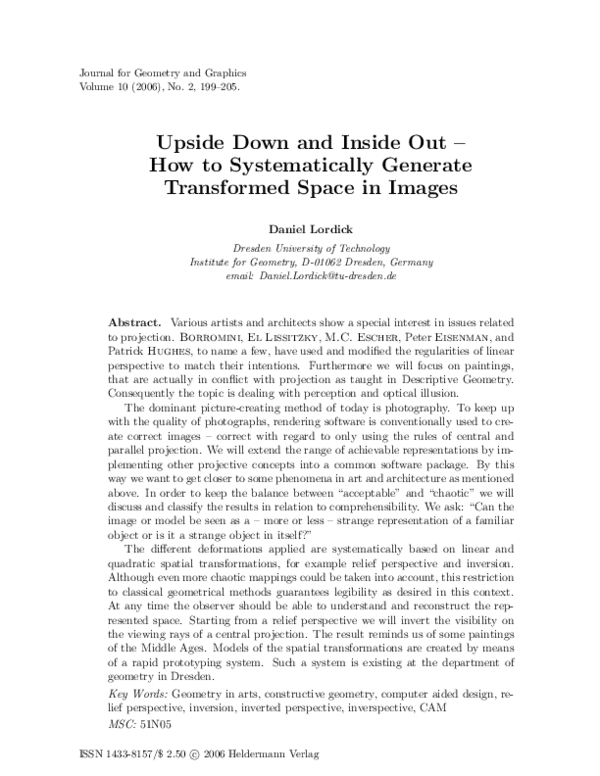 (PDF) Upside Down and Inside Out { How to Systematically Generate Transformed Space in Images