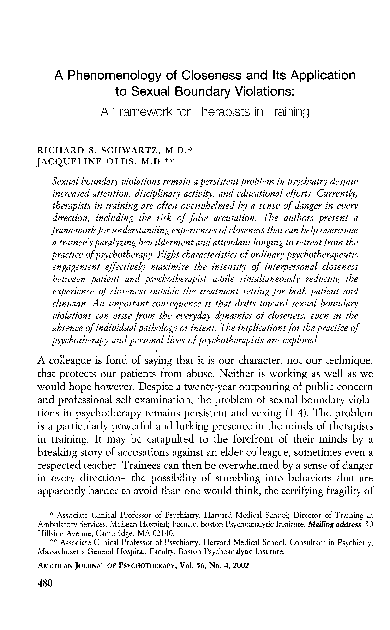 (PDF) A Phenomenology of Closeness and Its Application to Sexual Boundary Violations: A ...