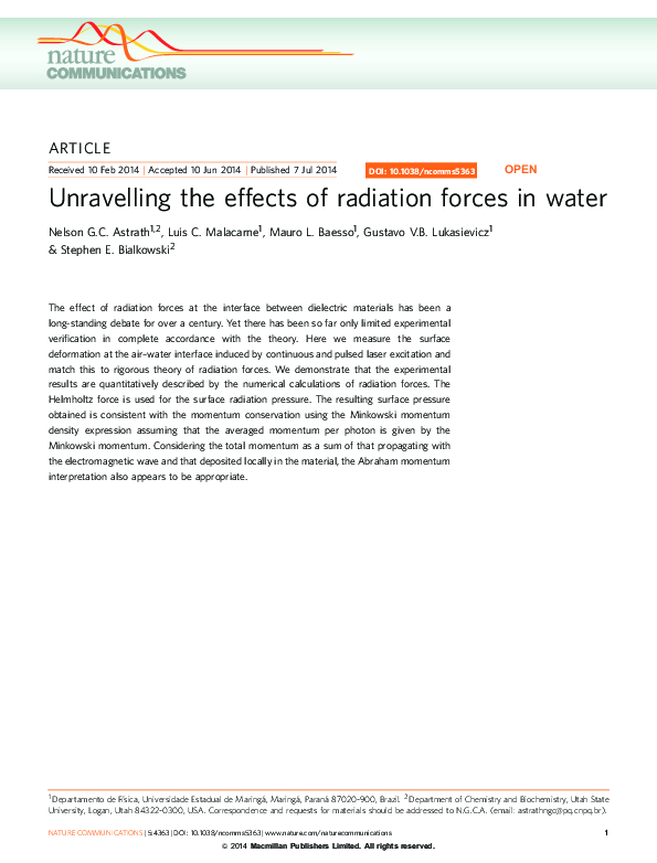 (PDF) Unravelling the effects of radiation forces in water