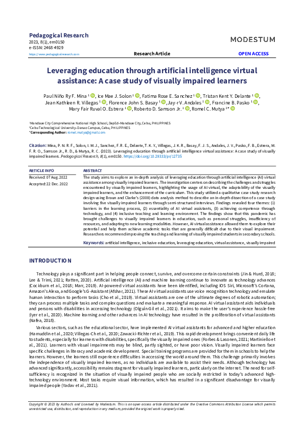 (PDF) Leveraging education through artificial intelligence virtual assistance: A case study of ...