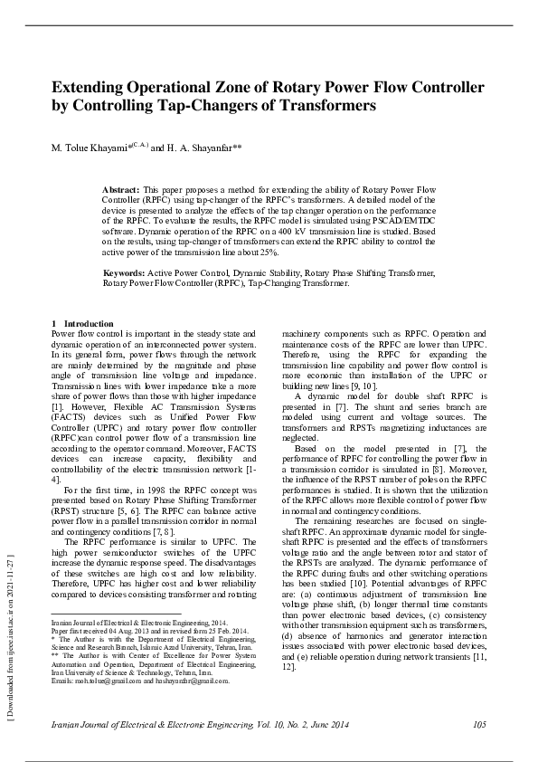 (PDF) Extending Operational Zone of Rotary Power Flow Controller by ...