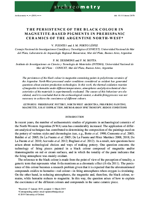 (PDF) The Persistence of the Black Colour in Magnetite‐Based Pigments ...