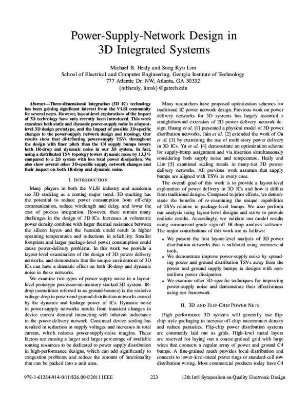 (PDF) Power-supply-network design in 3D integrated systems