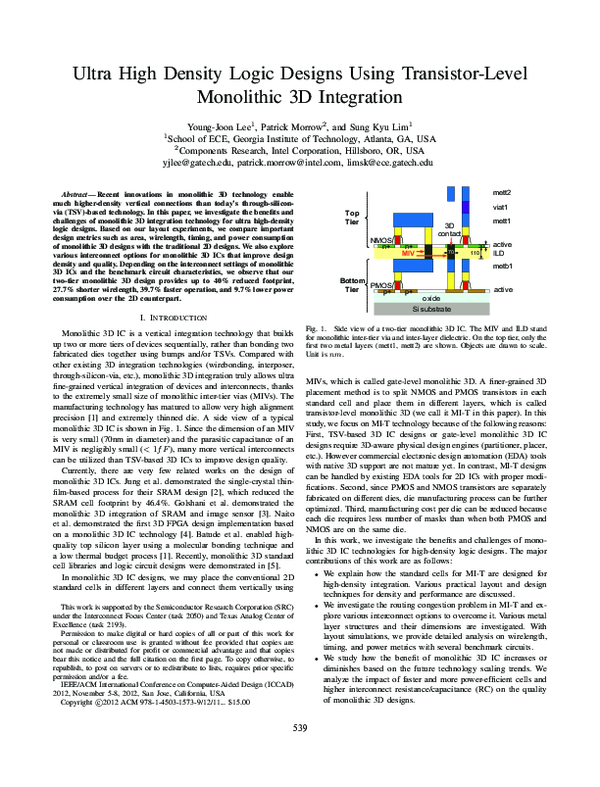 (PDF) Ultra high density logic designs using transistor-level monolithic 3D integration