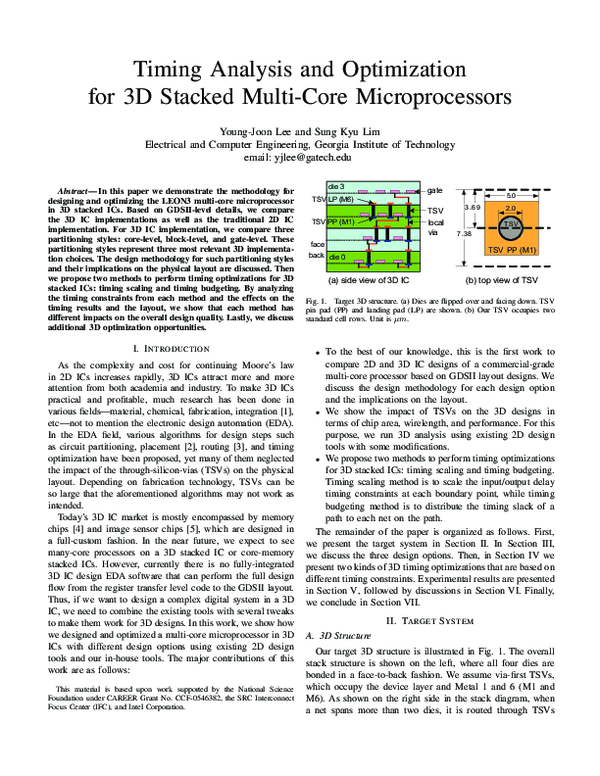 (PDF) Timing analysis and optimization for 3D stacked multi-core microprocessors